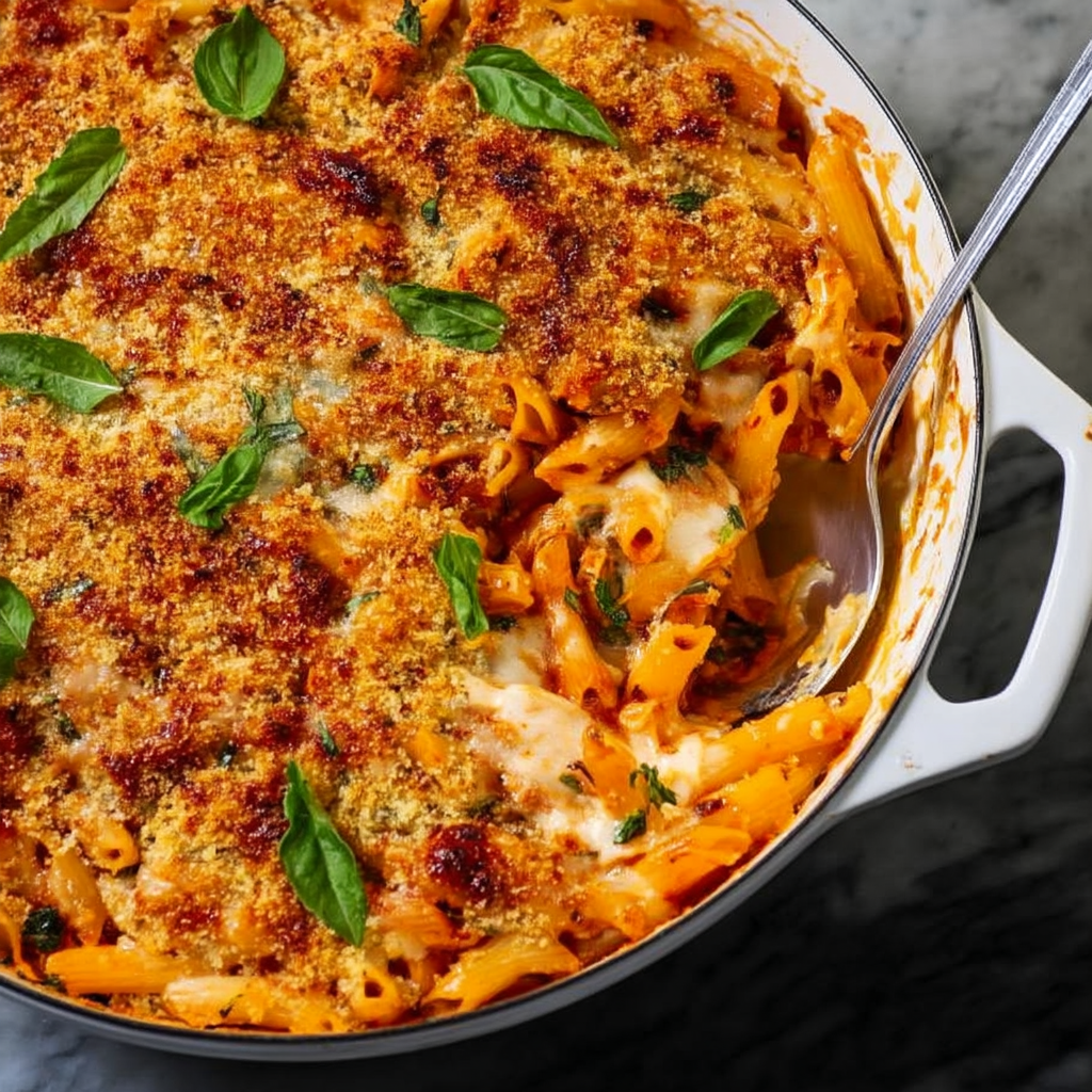 Chicken Parmesan Pasta Bake Recipe - The Orange Chef